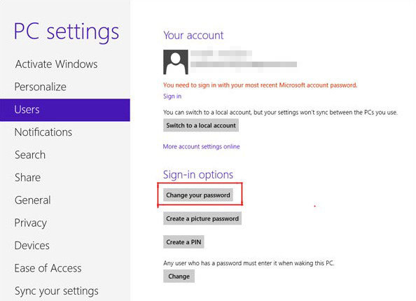 How To Change Microsoft Account Password In Windows 8 1 And 8